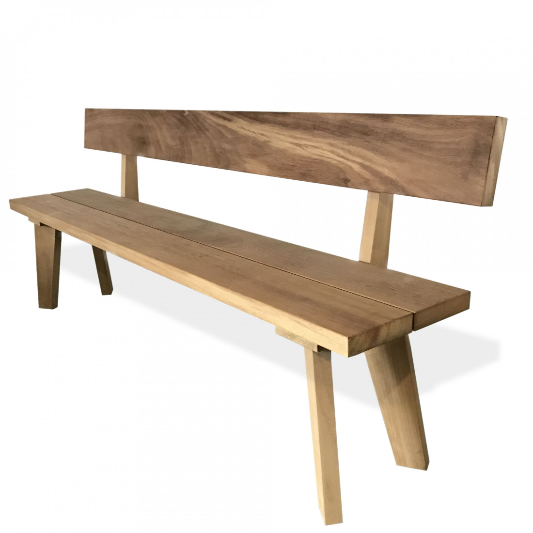 Massief hardhouten tuinbank van iroko met rugleuning